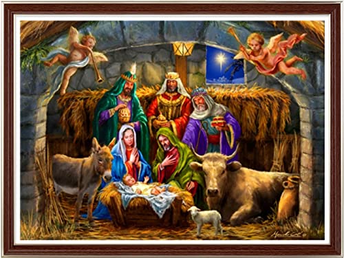 Dimxvean Cross Stitch Kits, Stamped Cross Stitch Kits for Adults Beginners,Full Range of Cross-Stitch Stamped Kits Needlecrafts Embroidery Kits 11CT-Nativity 17.7x24.4 inch