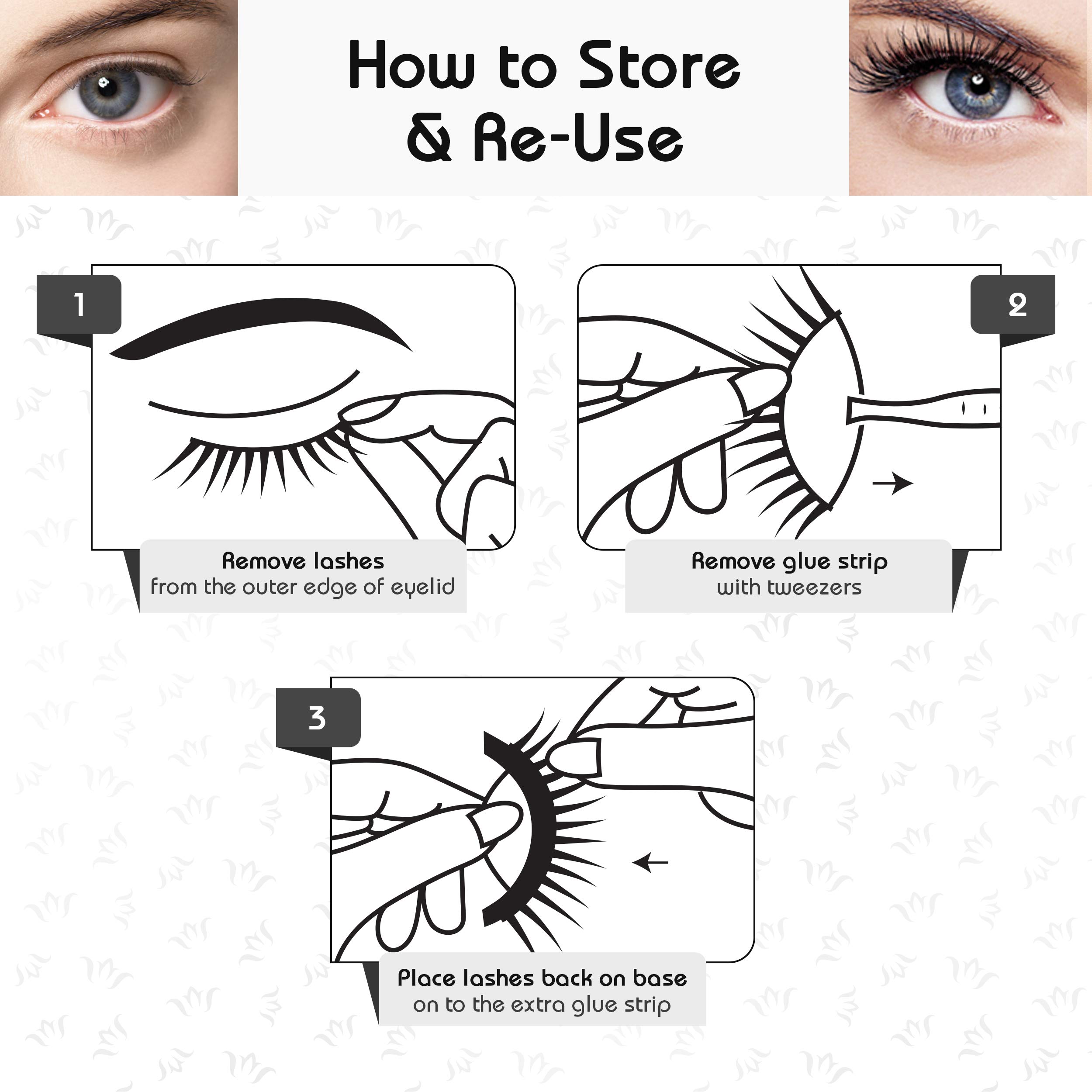 Reusable Fake Eyelashes – Lightweight, Self-Adhesive False Lashes – No Sticky Lash Glue Required: 3 Sets