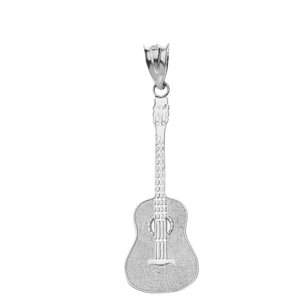 Acoustic Guitar Sterling Silver Music Charm Pendant