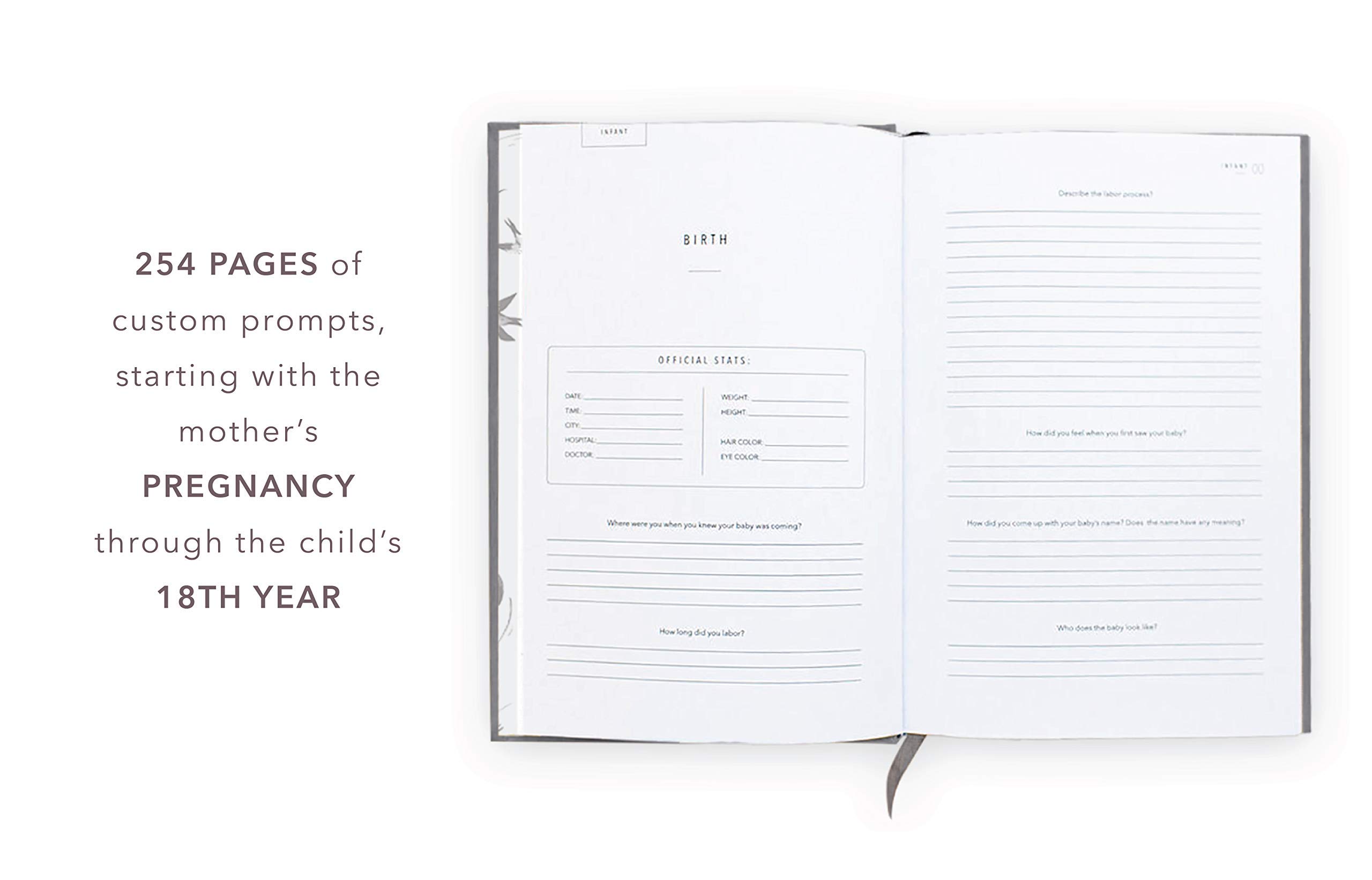 Promptly Journals, A Complete Childhood History: From Pregnancy to 18 Years Old (Sand, Tan, Linen) | Baby Book and Pregnancy Journal | Baby Memory Book