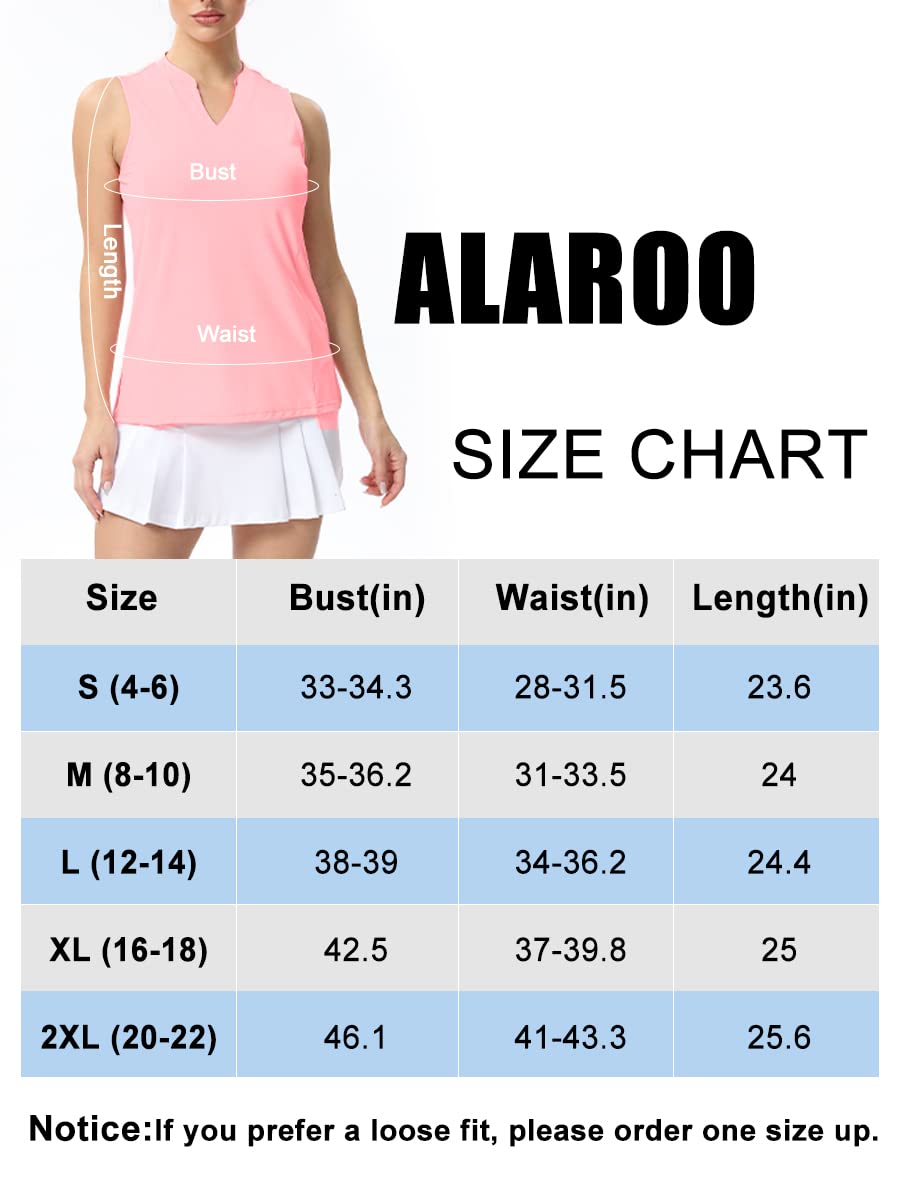 Alaroo Women's Workout Golf Tank Tops Sleeveless Tennis Shirts V-Neck Polo Lightweight UPF 50+ Blue M