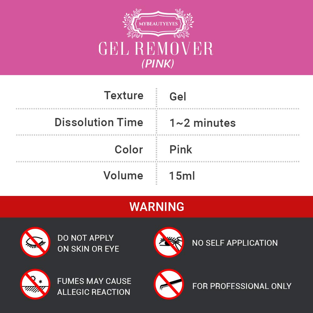 Gel Remover for Eyelash Extension/Quickly and Easily Removes Eyelash Extension Adhesive/Fast Dissolution Time / 15ml (Pink)