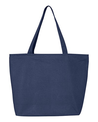 shop4ever® Life is Better at the Lake Heavy Canvas Tote with Zipper Sayings Reusable Shopping Bag 12 oz Navy -Pack of 1- Zip