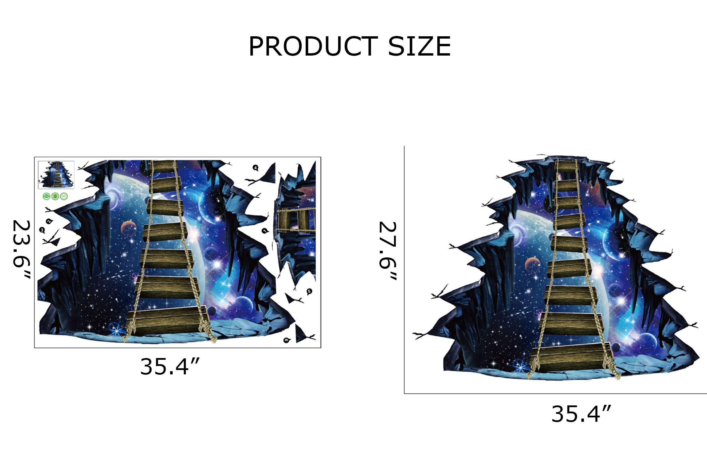 SENGTER Space Stickers 3D Wall Decor Galaxy Wallpaper Wall Stickers Planet Wall Stickers Waterproof Wall Decals Floor Stickers Ceiling Decor Wall Decorations for Living Room Kids Room Decor