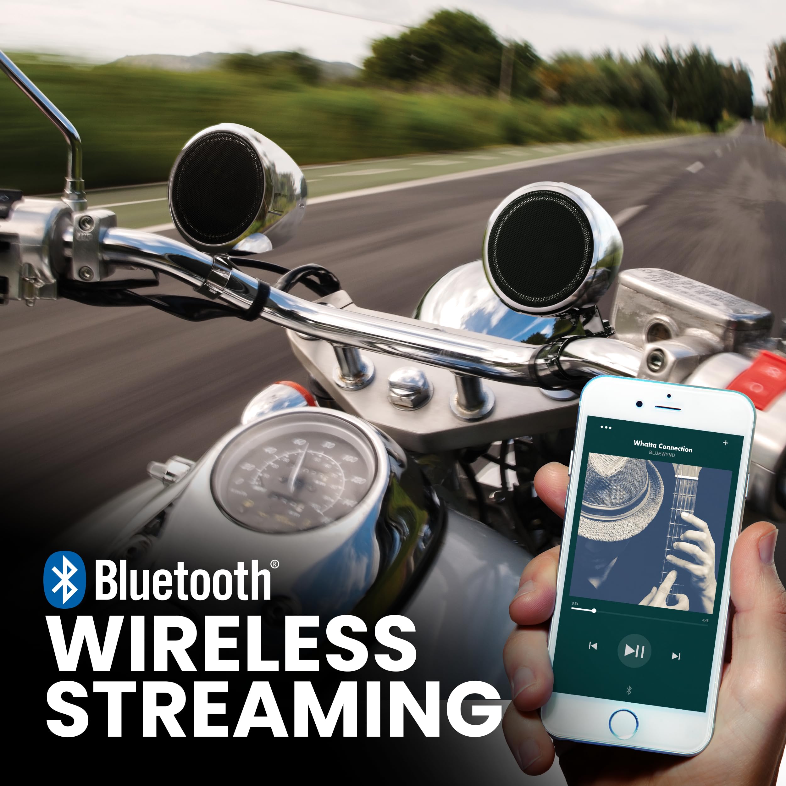 BOSS Audio Systems MC520B 3 Inch Motorcycle Speakers and Amplifier Stereo Sound System - Bluetooth, Weatherproof Full Range Speakers, 2 Channel Amplifier, Wireless Remote, Use With ATV UTV