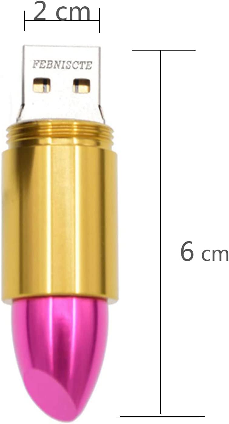 FEBNISCTE 32GB USB 2.0 Flash Drive Memory Stick Metal Lipstick Shape Style Pendrive High Speed 32 GB Thumb Drive Zip Drive