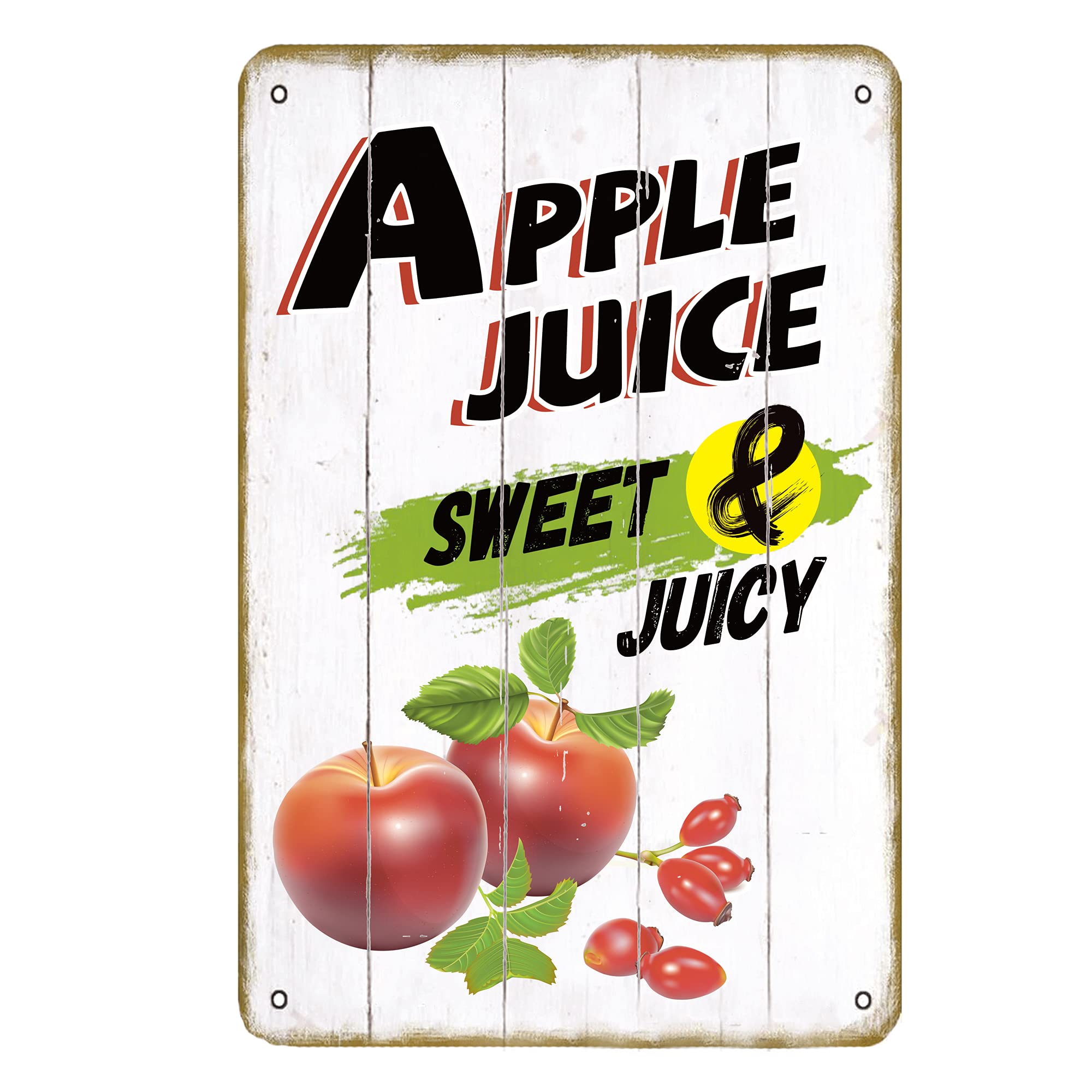SACOINK Apple Juice Metal Tin Sign Vintage Wall Decoration Home Garden Kitchen Cafes Pubs Restaurants Cafes Pubs Art Sign