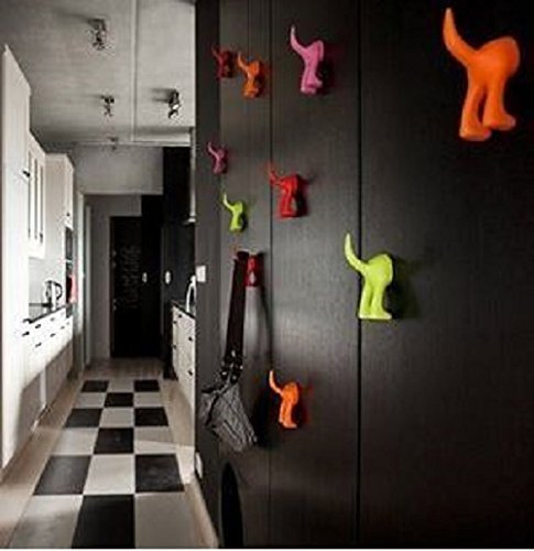 IKEA Set of 3 Dog Tail Hooks Hat Coat Key Wall Mounted Hanger (Pink)