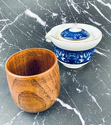 JapanBargain , Wooden Tea Cup Water Coffee Mug Japanese Zen Style Teacup 4 ounce 120ml, Pack of 2