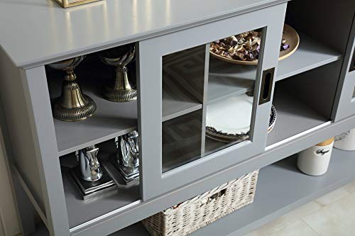 Mixcept 55" Modern and Contemporary Sideboard Buffet Cabinet Wood Console Table Storage Cabinet with Sliding Doors Kitchen Dining Room Furniture, Gray