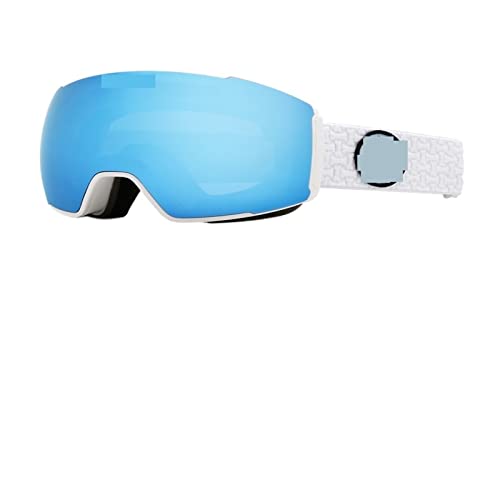 AOIKE Large Spherical Magnetic Suction Ski Goggles Anti-fog Men's And Women's Ski Glasses Easy To Replace Lenses ( Color : White Blue )