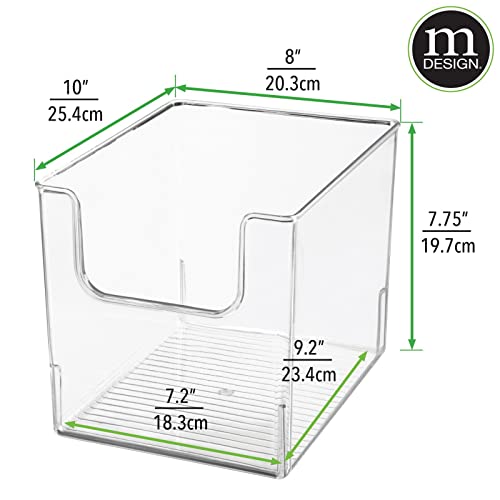 mDesign Modern Plastic Open Front Dip Storage Organizer Bin Basket for Kitchen Organization - Shelf, Cubby, Cabinet, Cupboard, and Pantry Organizing Decor - Ligne Collection - Clear