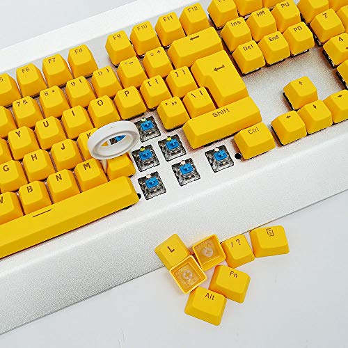 Bossi PBT Keycaps Backlit 104Key Set Doubleshot Injection Cherry MX Keycaps with Keycaps Puller for 87/104 MX Switches Mechanical Gaming Keyboard - Yellow