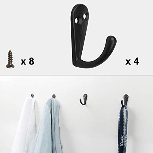 uxcell 4pcs Robe Hook Metal Vintage Design Wall-Mounted Hooks Keys Towel Wall Clasp Bathroom Hanger w Screws
