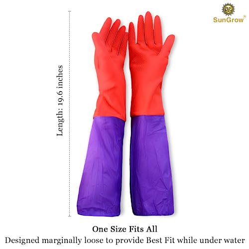 SunGrow Bathing Gloves for Dog, Grooming Handgloves for Handling Cats, and Other Small Animals, Long Cover for Arms and Hands
