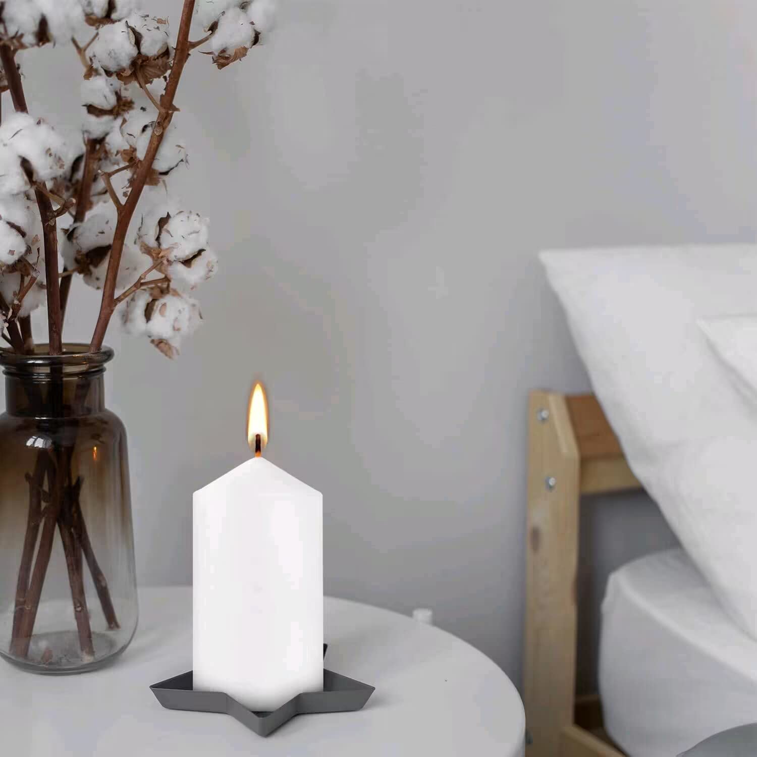 Set of 8 Unscented Pillar Candles 2" x 4",White Candles for Home Decor,Church,Restaurants,Spa,Emergency Light,All Occasions