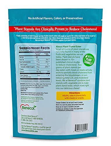 Benecol® Soft Chews - Made with Cholesterol-Lowering Plant Stanols, which are Clinically Proven to Reduce Total & LDL Cholesterol* - Dietary Supplement (120 Chocolate Chews)