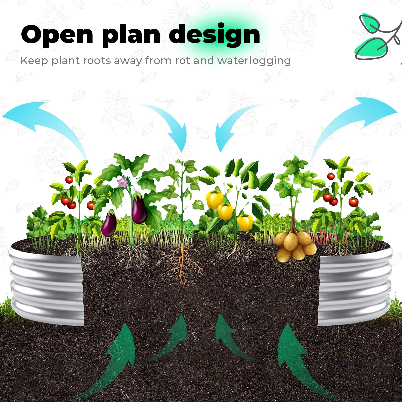AHEONLAR Galvanized Raised Garden Bed Kit, Oval Large Metal Planter Box, Sturdy and Durable, Garden Boxes Outdoor Raised for Vegetables, Fruits, Flowers and Herbs, 4x2x1ft (Silver)