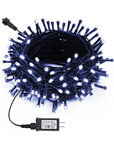Flacchi White Christmas Lights 82Ft 200 LED Timer 8 Modes Low Voltage String Lights Indoor Outdoor