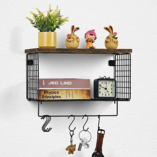 Bathroom Towel Rack Wall Mounted Tower Holder with Tower Bar Farmhouse Bathroom Storage Organizer Shelf Holder for Bathroom Laundry Room Livingroom Bedroom 6 Hooks