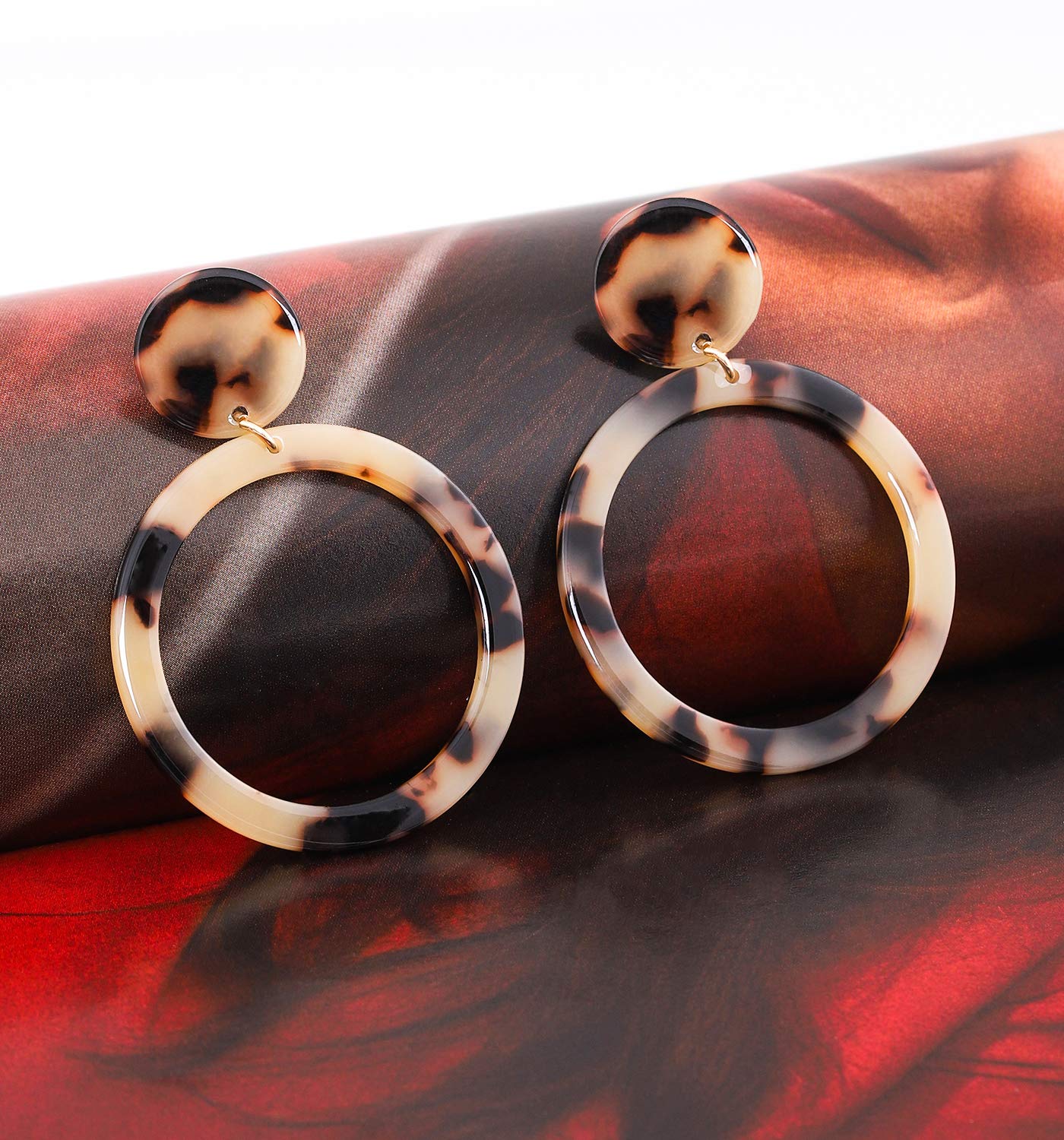Acrylic for Women Geometry Resin Drop Dangle Earrings Bohemia Tortoise Shell Hoop Earrings Mottled Statement Stud Earrings Fashion Jewelry (Leopard)