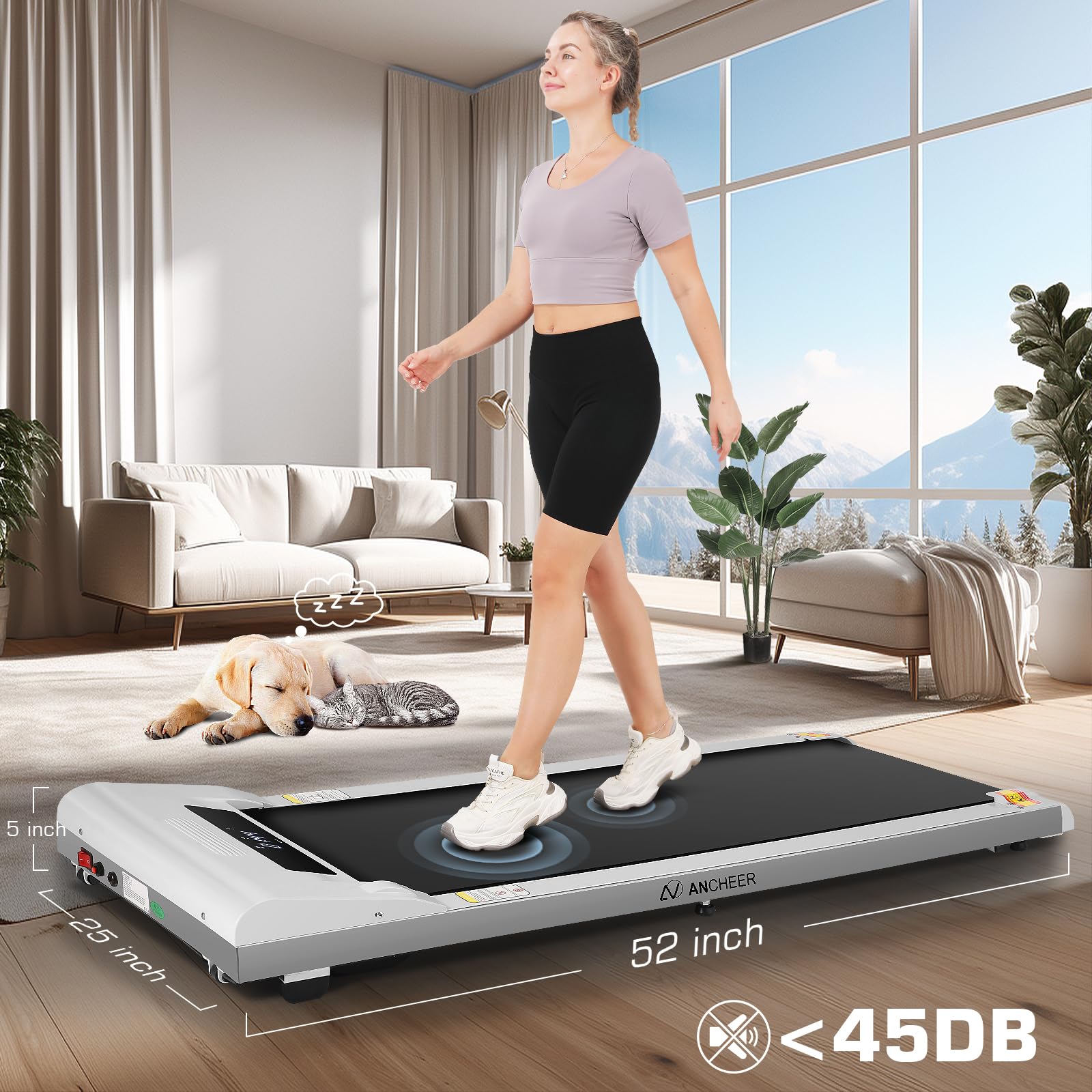 ANCHEER Under Desk Treadmill 300 lb Capacity Workstation Walking Pad Treadmill with Remote Control, 2.5hp Portable Treadmills for Home Small Running, Compact Electric Jogging Machine with LED Display