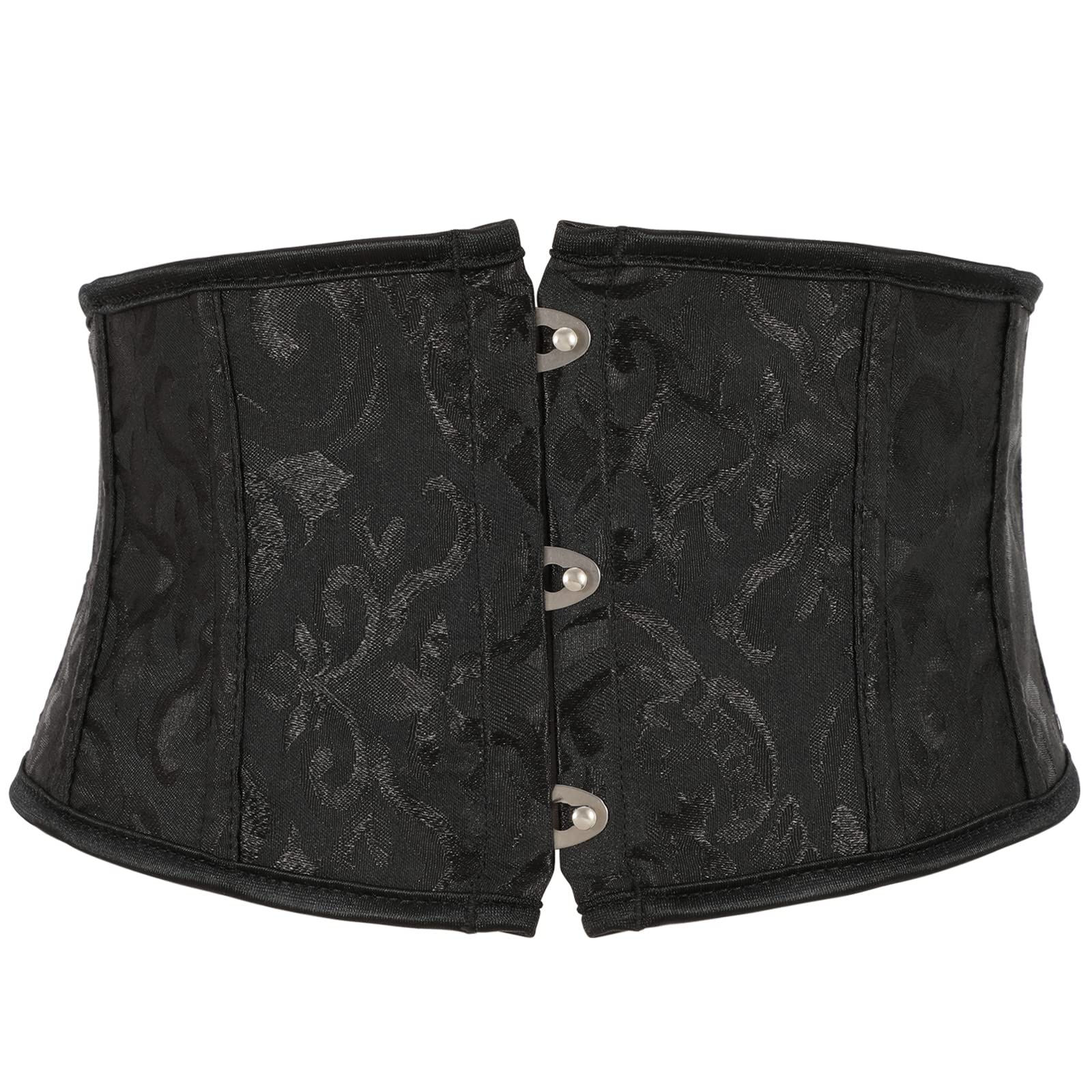 Floral Corset Waist Belt for Women,Lace up Waist Belt Wide Waistband Obi Tied Waspie Belt for Wedding Halloween 1.black