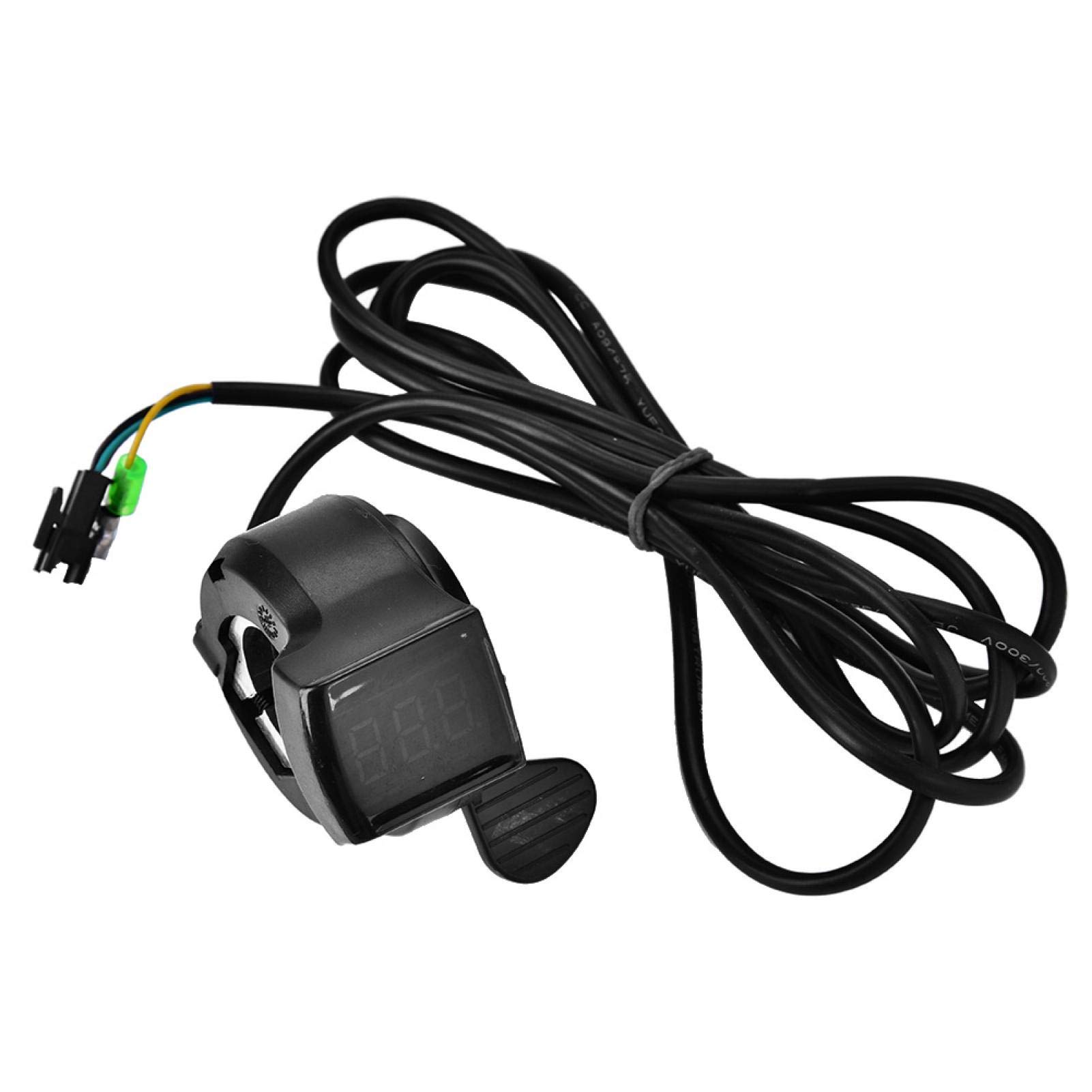 Alomejor 12V - 99V Ebike Scooter Thumb Throttle with LCD Battery Voltage Display Accessory