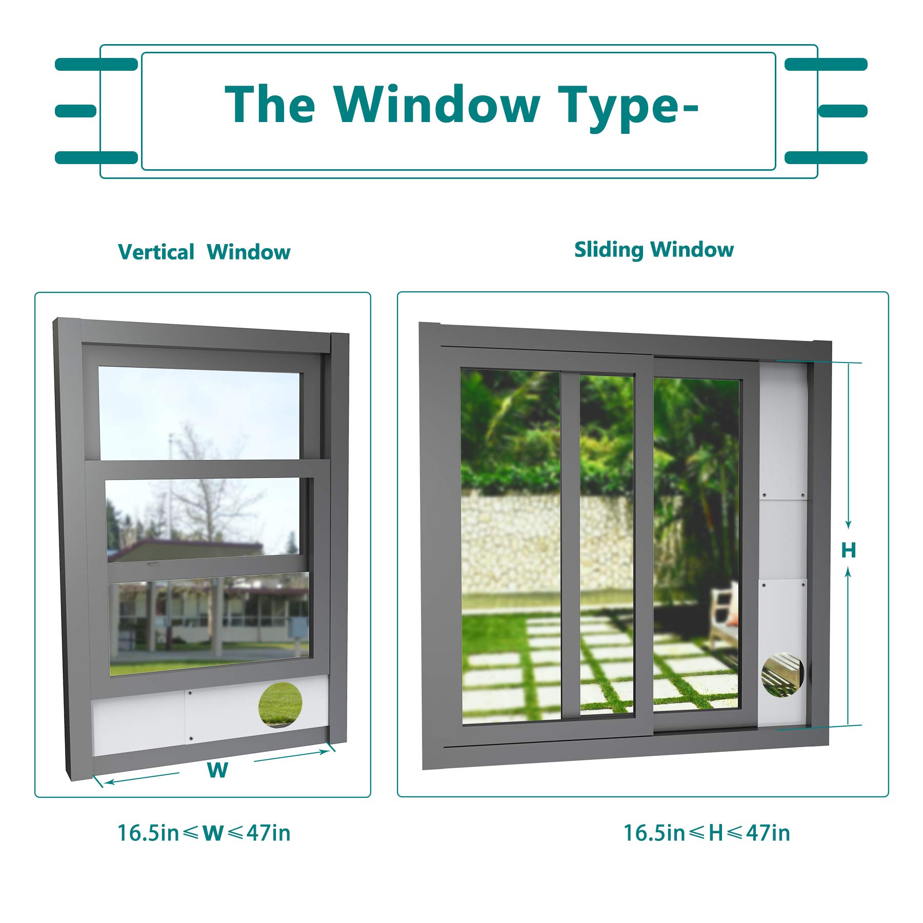 Daisypower Portable Air Conditioner Window Kit,Adjustable Window Vent Kit for Sliding Window,Portable Air Conditioner Replacement AC Window Kit for 5.9 Inch Exhaust Hose,Up to 47 Inch Window Seal Kit