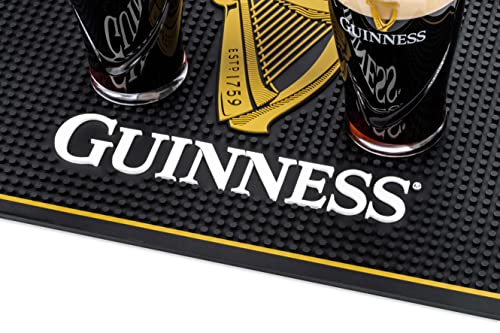 Guinness Bar and Spill Mat for Countertops | Irish Rubber Bar Mat for Drips with Guinness Harp Logo | Professional Bar Service Mat with Guinness Beer, 18 x 12” Compatible