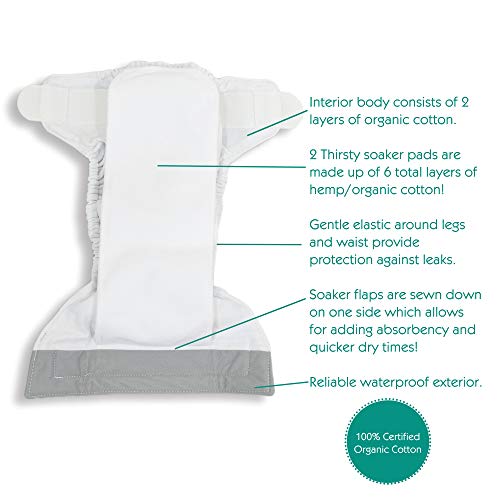 Thirsties Natural Newborn All in One Reusable Cloth Diaper, Hook & Loop Closure, Rainbow (5-14 lbs)
