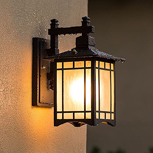 Wall Light, Wall Sconces, Black Square Outdoor Waterproof Wall Lantern Simple Die-cast Aluminum Lamp Body Wall Sconce Light Transmission Uniform Frosted Glass Lampshade Shop Shop Exterior Wall Lightin