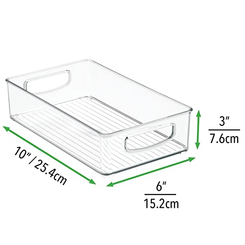 mDesign Small Plastic Kitchen Storage Container Bin with Handles - Organization in Pantry, Refrigerator or Freezer - Food Organizer for Fruit, Yogurt, Squeeze Pouches, Ligne Collection, 8 Pack, Clear