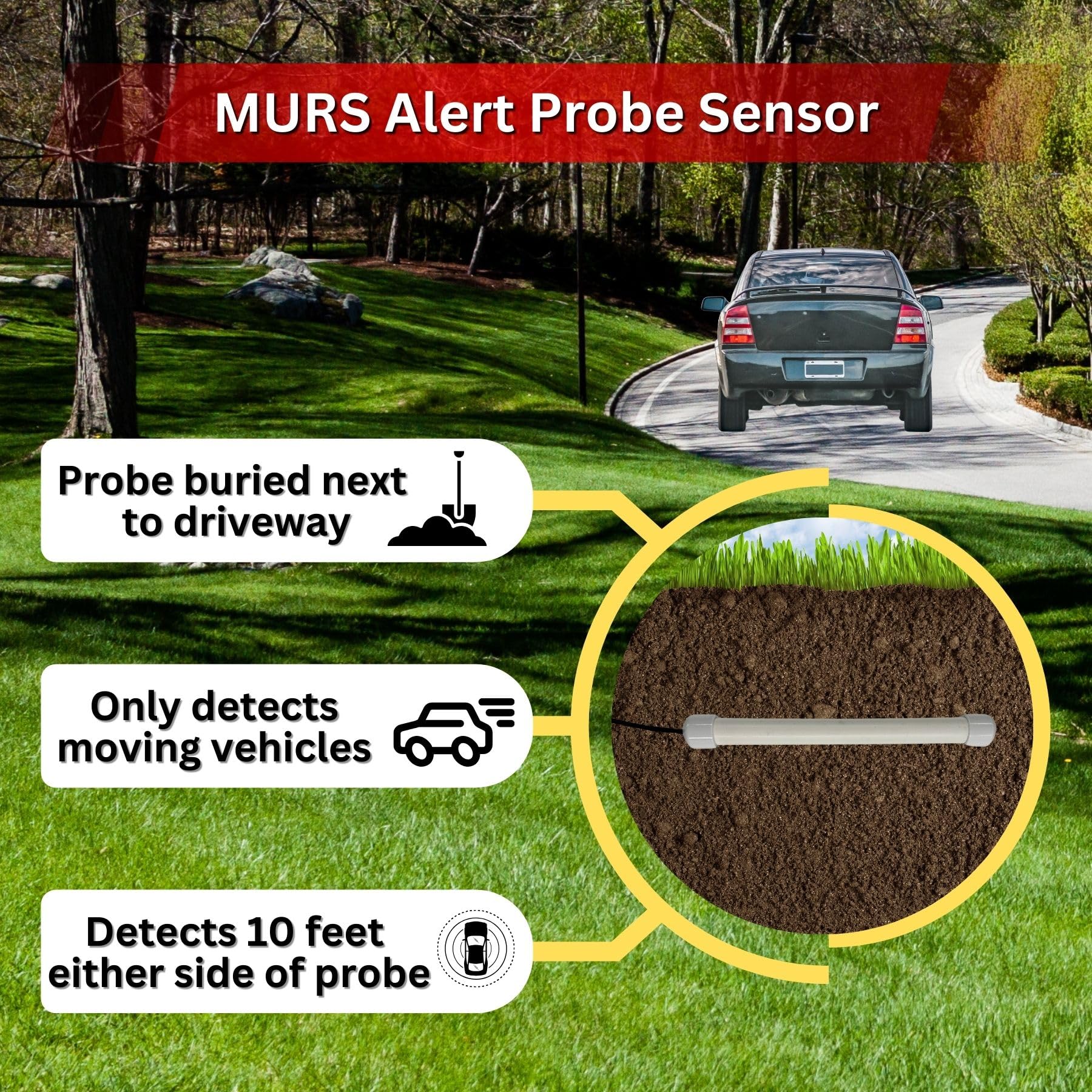 Dakota Alert MURS Alert Probe Sensor (MAPS) Metal Detecting Wireless Transmitter with 50-FT Of Direct Burial Cable - Outdoor Monitoring System