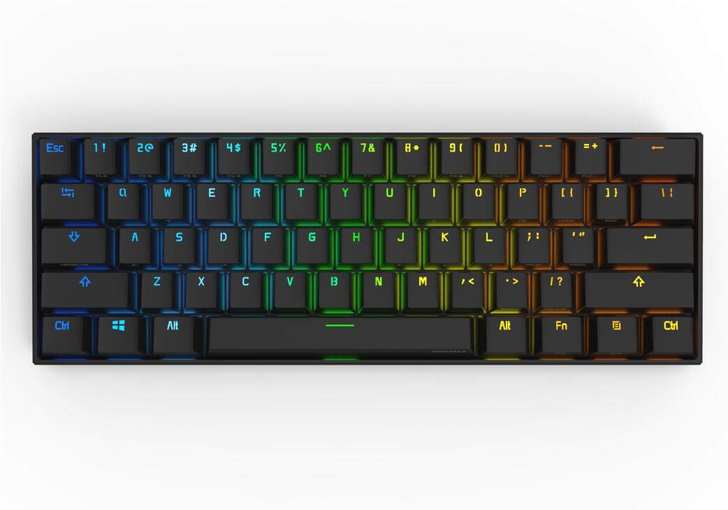 CORN Anne Pro 2 61 Keys Mechanical Gaming Keyboard 60% True RGB Backlit - Wired/Wireless Bluetooth 5.0 PBT Type-c Up to 8 Hours Extended Battery Life, Full Keys Programmable (Cherry Mx Brown, Black)