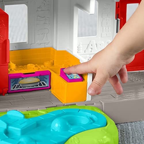 Fisher-Price Little People Toddler Play House with Lights Music & Smart Stages Learning Content, 2 Figures 6 Play Pieces, UK English Version, HCJ66
