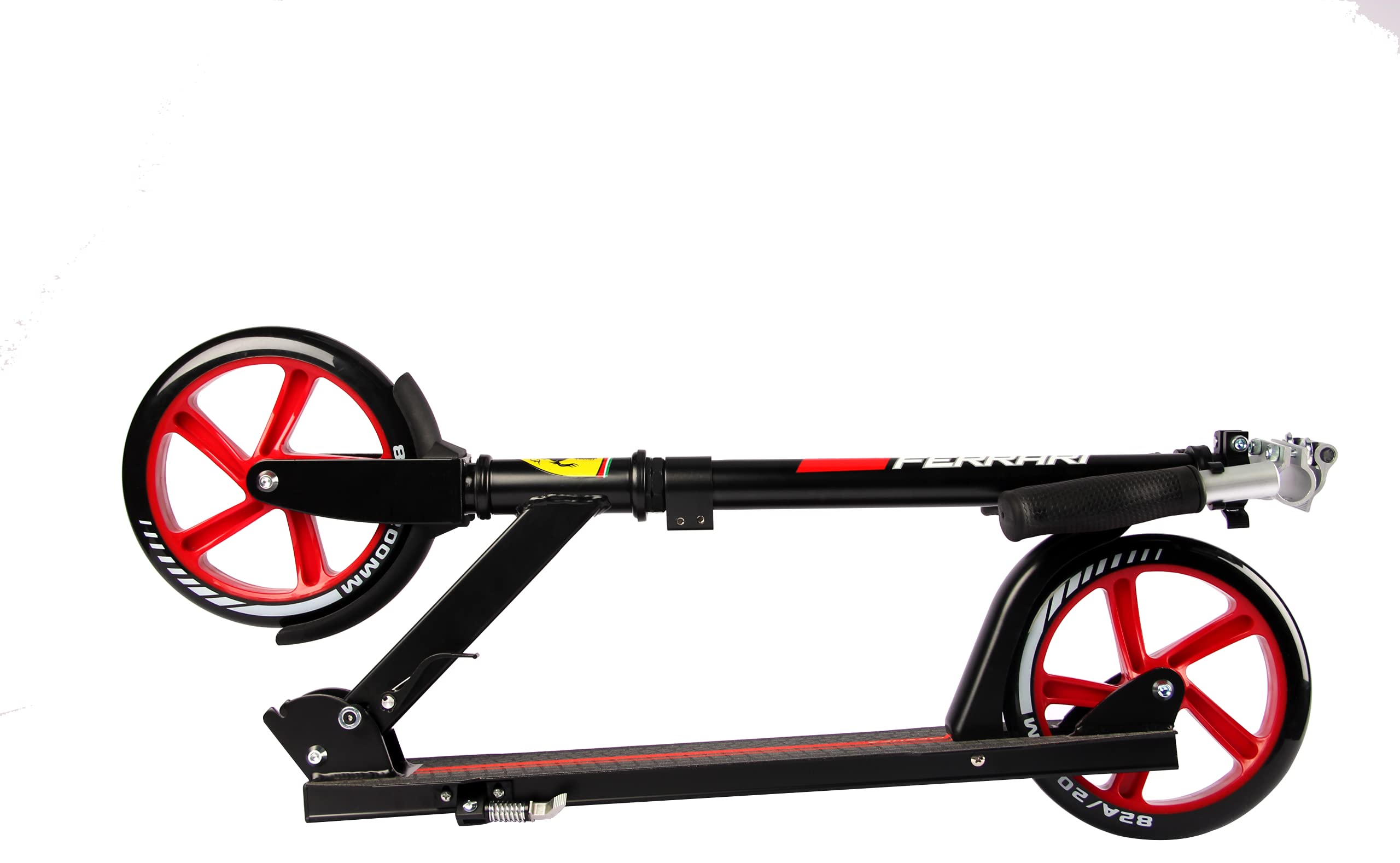 DAKOTT Ferrari Foldable Kick Scooter 2 Wheel, Quick-Release Folding System, Shock Absorption Mechanism, Large 200mm Wheels Scooters for Adults and Teens, Black, (FXA2080BLK)