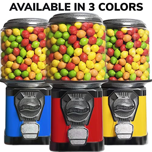 Gumball Machine for Kids - Red Vending Machine with Stand and Cylinder Globe - Bubble Gum Vending Machine and Black Metal Stand Bundle - Coin Gumball Machine