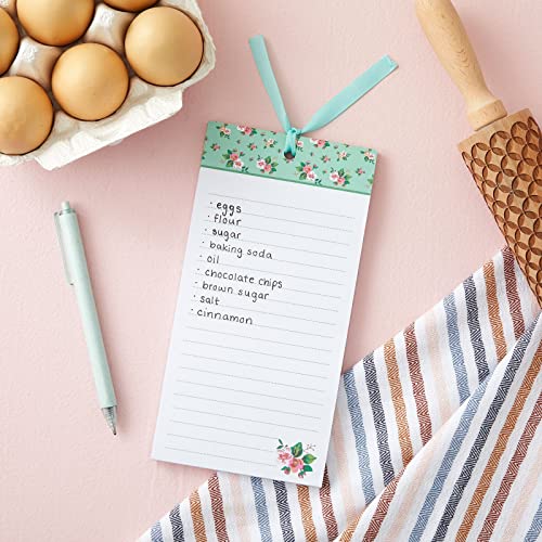 Juvale 6 Pack Floral Magnetic Notepads for Refrigerator, Grocery List, To Do List, with Ribbon Bows, 60 Sheets Each (4 x 8 In)