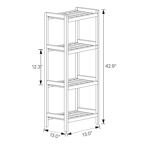 MoNiBloom Bamboo Bookcase 4 Tier Corner Standing Storage Bookshelf Kids Open Shelf Organizer Display Rack Table for Bathroom Bedroom Office, Natural
