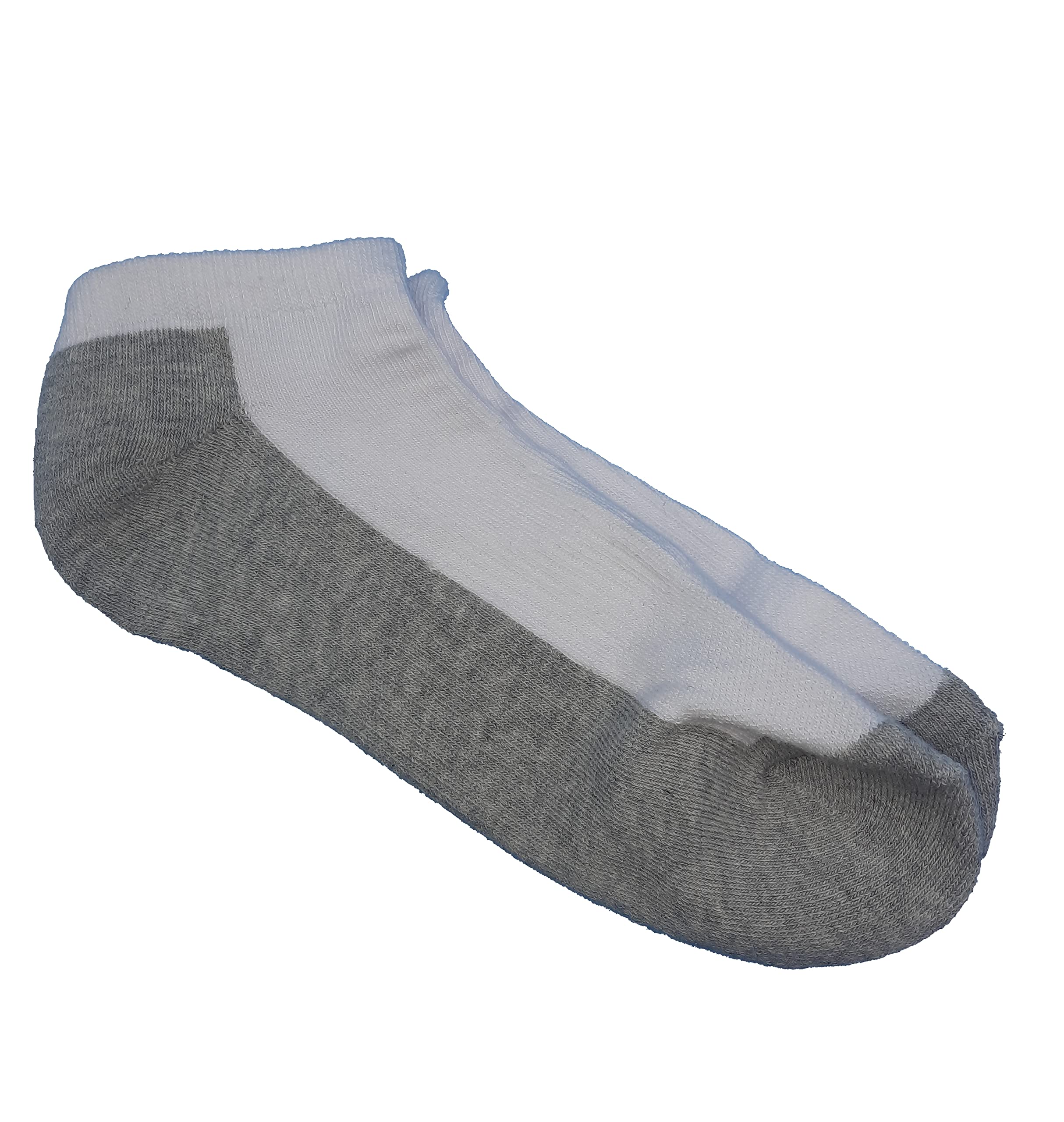 ACTIONX Ankle Socks for Men - White and Grey - Men's Low Cut Socks - One pair per package. Comfort in a Bag! Mens Size 6-12.