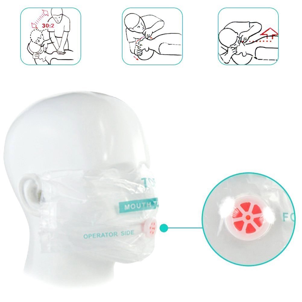 LSIKA-Z Pack of 12pcs CPR Mask Keychain Ring Emergency Kit CPR Face Shields for First Aid or CPR Training (Red-12)