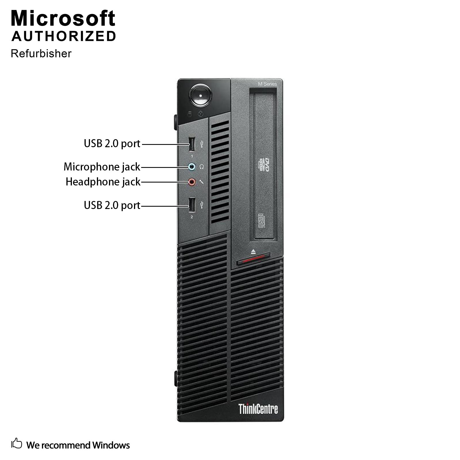 Lenovo ThinkCentre M90p Ultra Small Form PC Desktop Computer, Intel Dual Core i5 3.20 GHz, 8GB RAM, 500GB HDD, Windows 10 Pro, Keyboard & Mouse, DVD, WiFi (Renewed)