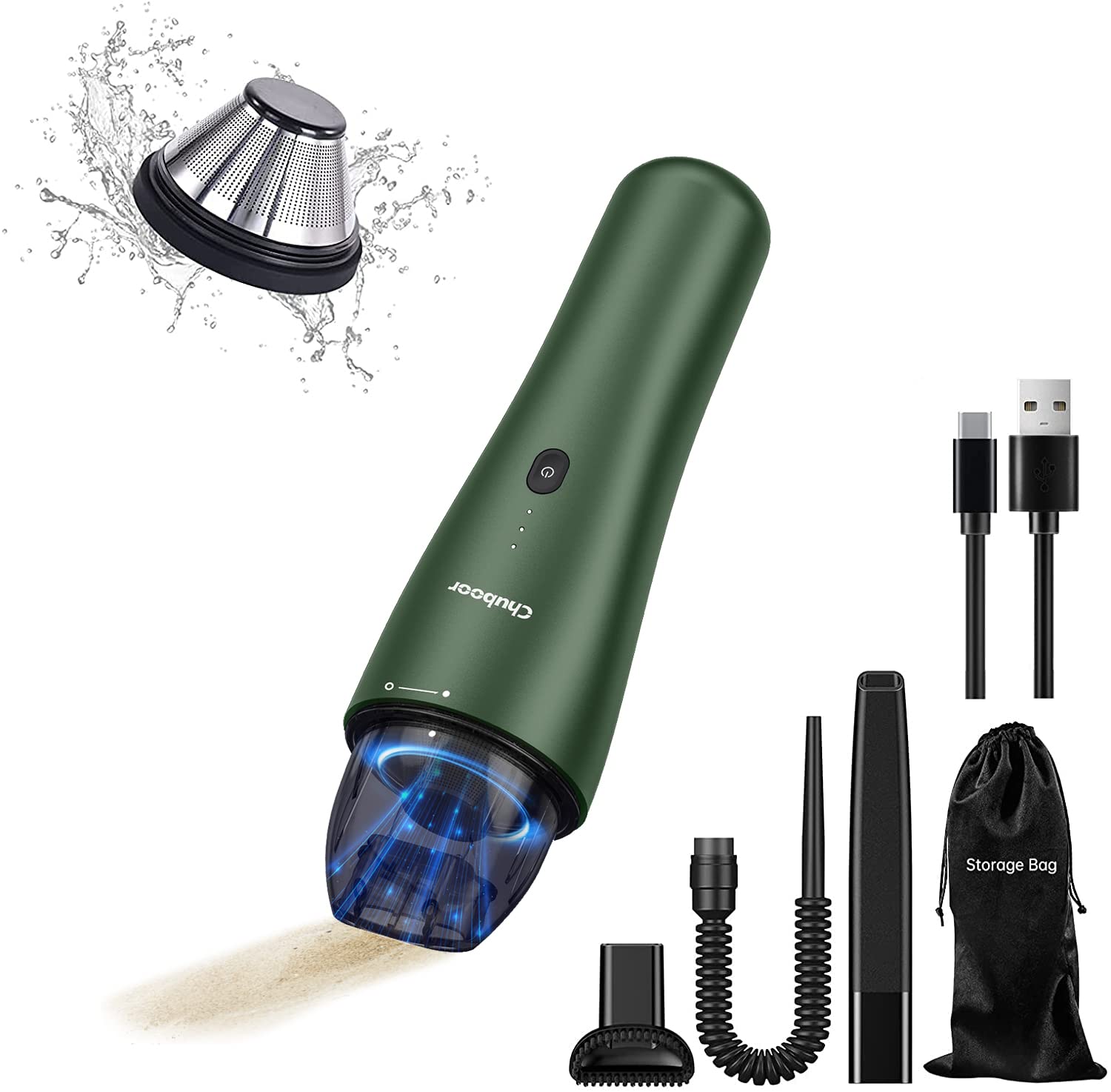 Chuboor Handheld Vacuum Cordless, Mini Vacuum with Air Buster, Portable and Rechargeable Mini Vacuum-Cordless for Home and Car (Black)
