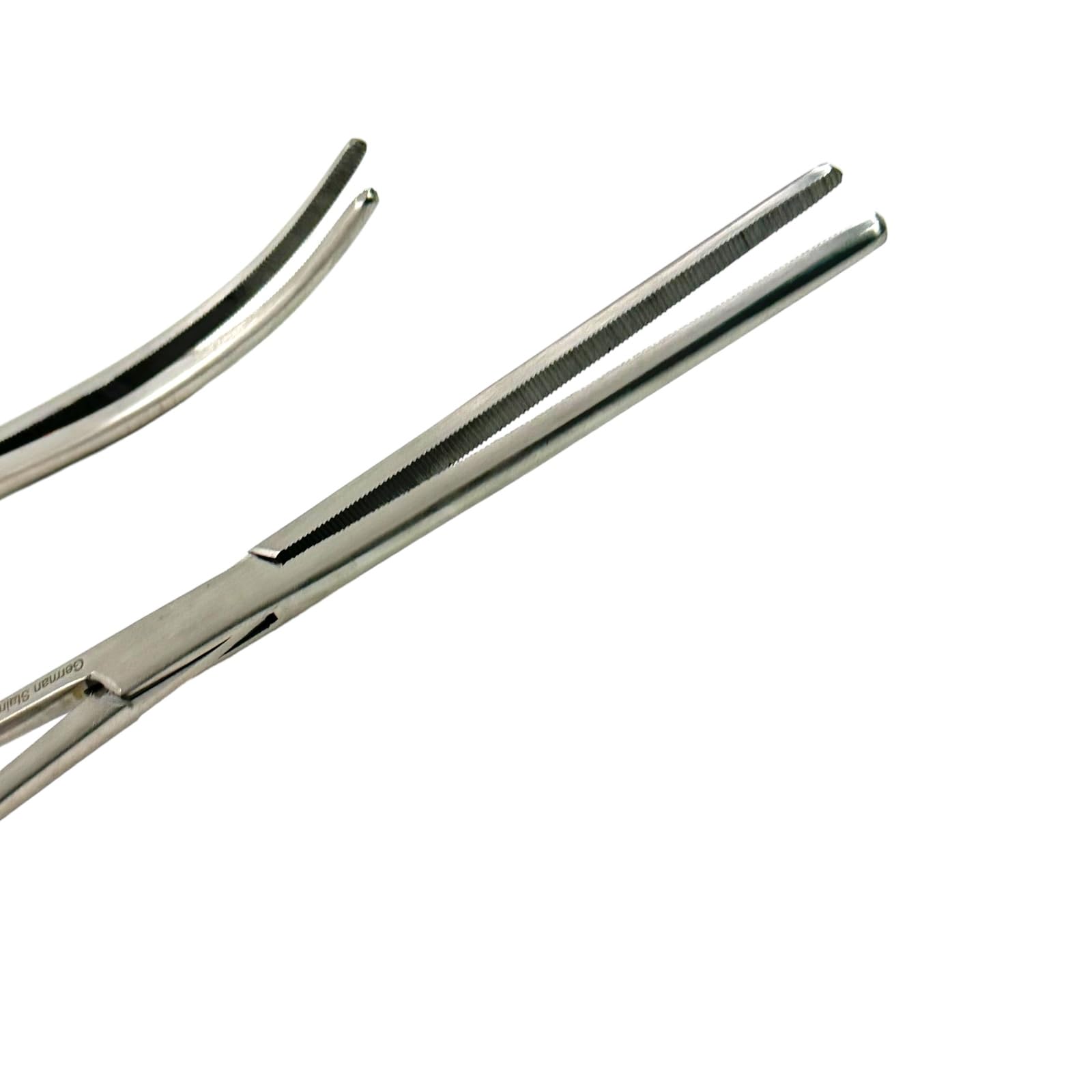 German Stainless Straight + Curved Hemostat Forceps, Hemostat Forceps clamp 10" (Cynamed Brand) set of 2 ea …