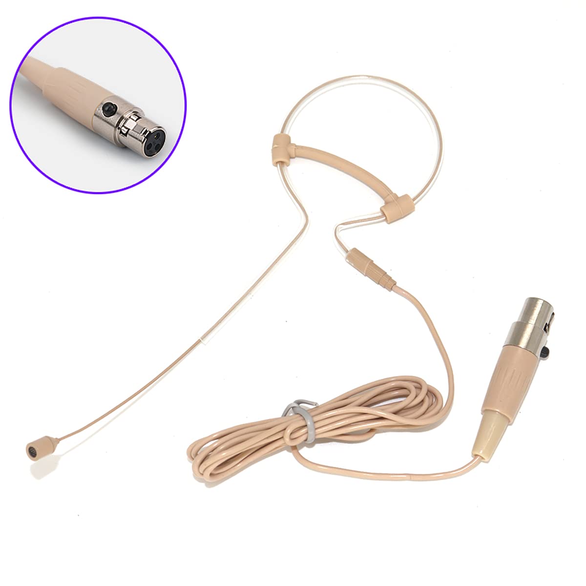 Haoin Single Ear Headset Microphone Earset Headworn Mic Compatible with AKG Wireless System Bodypack Transmitter with 1.2m Cable Windscreen Mini XLR 3 Pin TA3F Plug
