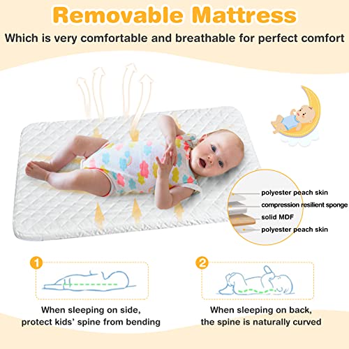 INFANS Baby Bassinet Bedside Crib, Newborn Sleeper w/Large Storage Basket, Adjustable Heights & Angle, Detachable &Washable Mattress, Breathable Mesh, Straps, Easy Moving Bed Side, Dark Grey