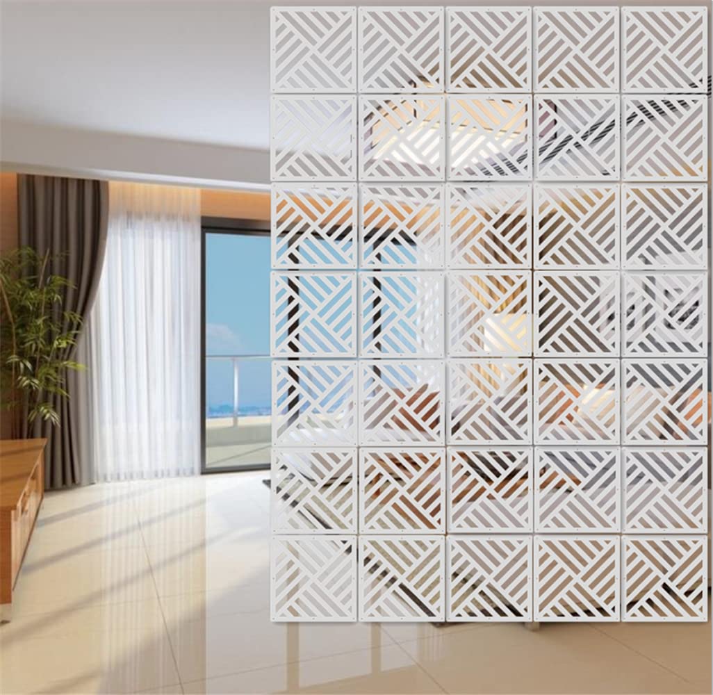 BMIDRUT 12Pcs/Set Hanging Room Divider White DIY Panel Screens Partition Wall Dividers Room Decorative with All Accessories 11.4x11.4 Inch (M6)