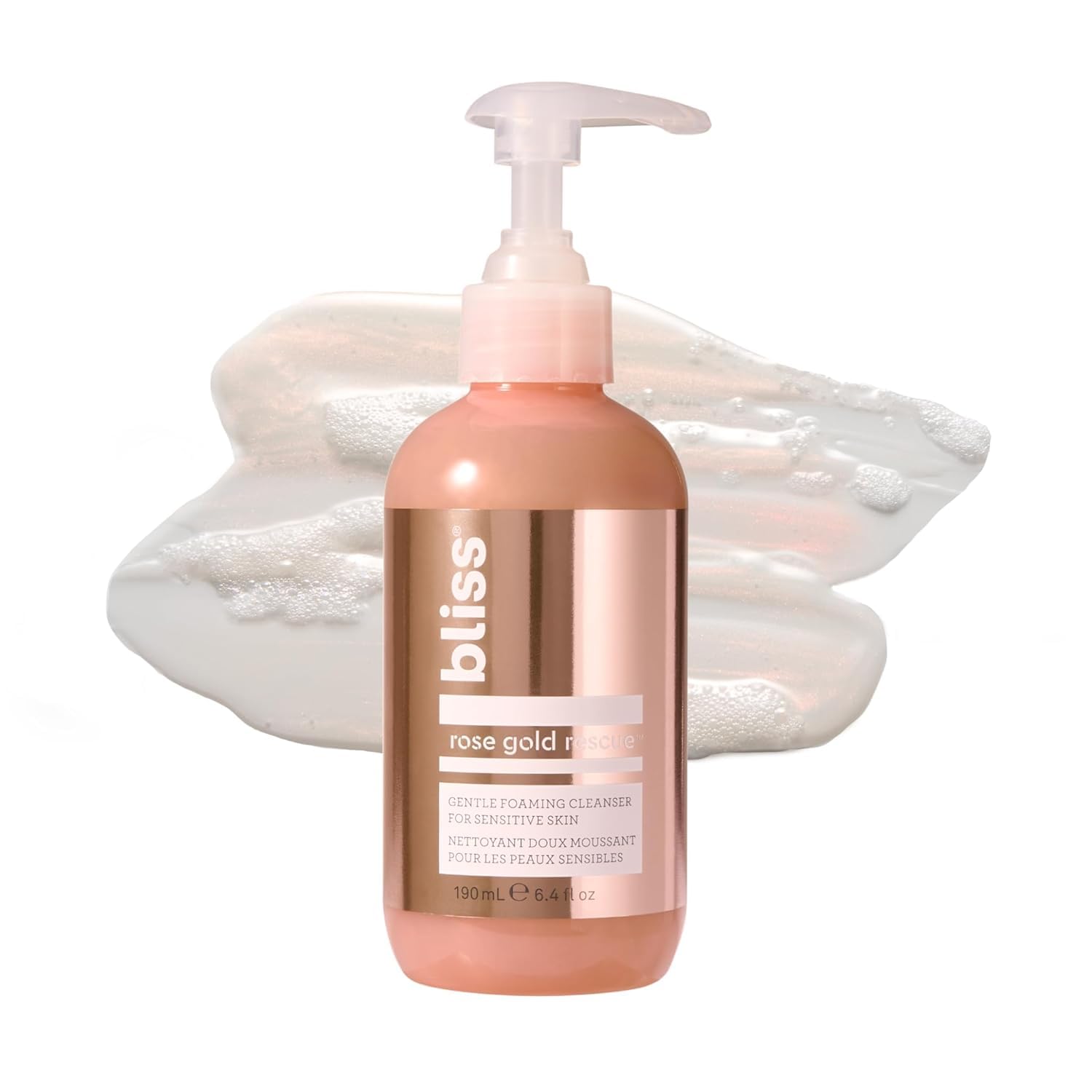 Bliss Rose Gold Rescue Foaming Face Wash – 6.4 Fl Oz – Gentle Cleanser for Sensitive Skin with Rose Water & Colloidal Gold – Non-Drying, Vegan & Cruelty-Free – Removes Makeup & Dirt