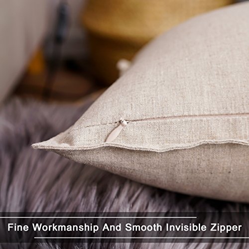 Jeanerlor 12"x20" Cotton Linen Decorative Lumber Throw Pillow Case Cushion Cover Set with Twin Needles Stitch on Edge for Father's Day,(30 x 50cm), 2 Pcs, Light Linen